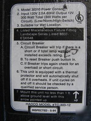 Hadco low voltage power control console transformer 300
